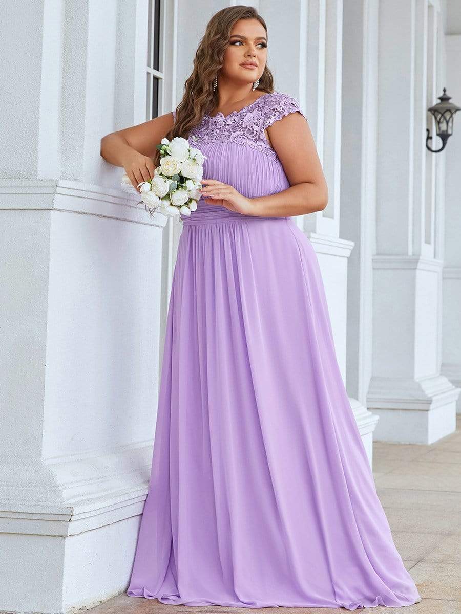 Custom Size Elegant Plus Size Cap Sleeve Long Evening Maxi Dress - Ever ...