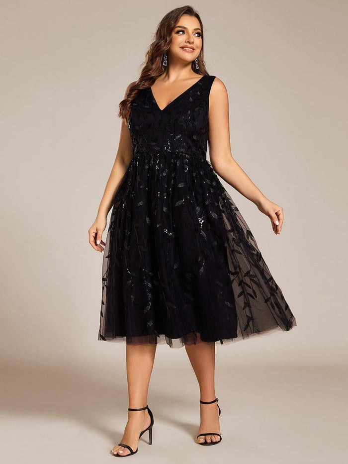 Plus Size Embellished A-Line Midi Wedding Guest Dress - Ever-Pretty UK