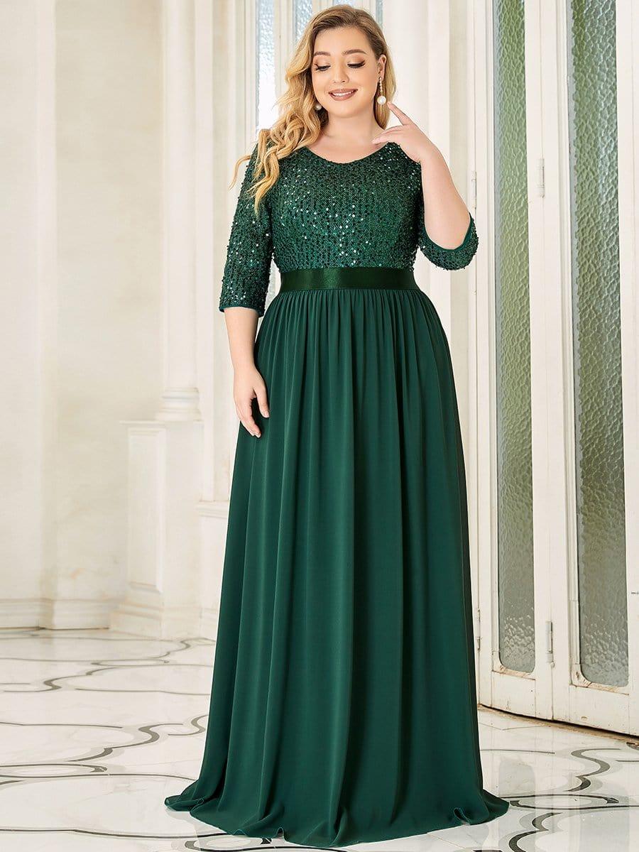 Plus Size Evening Dresses for Mom Sequin Tulle Floor Length - Ever ...